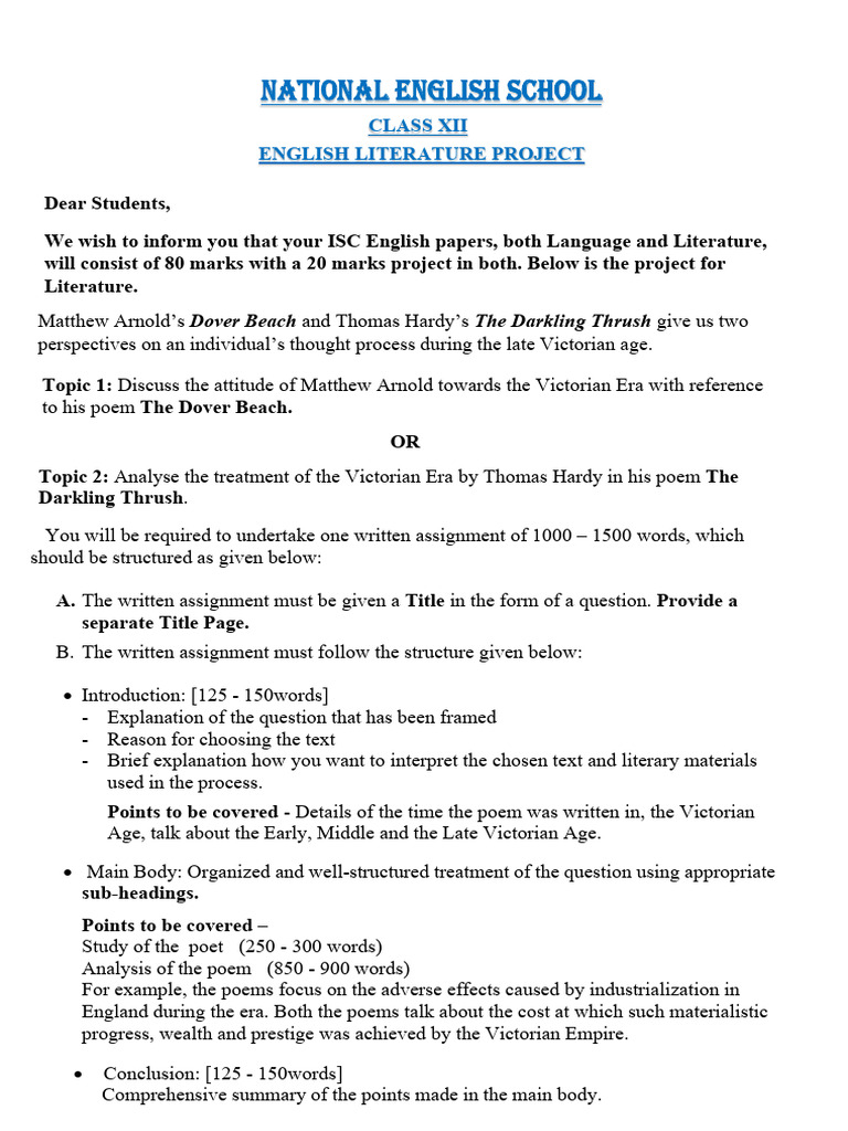 Class XII English Lit Project | PDF