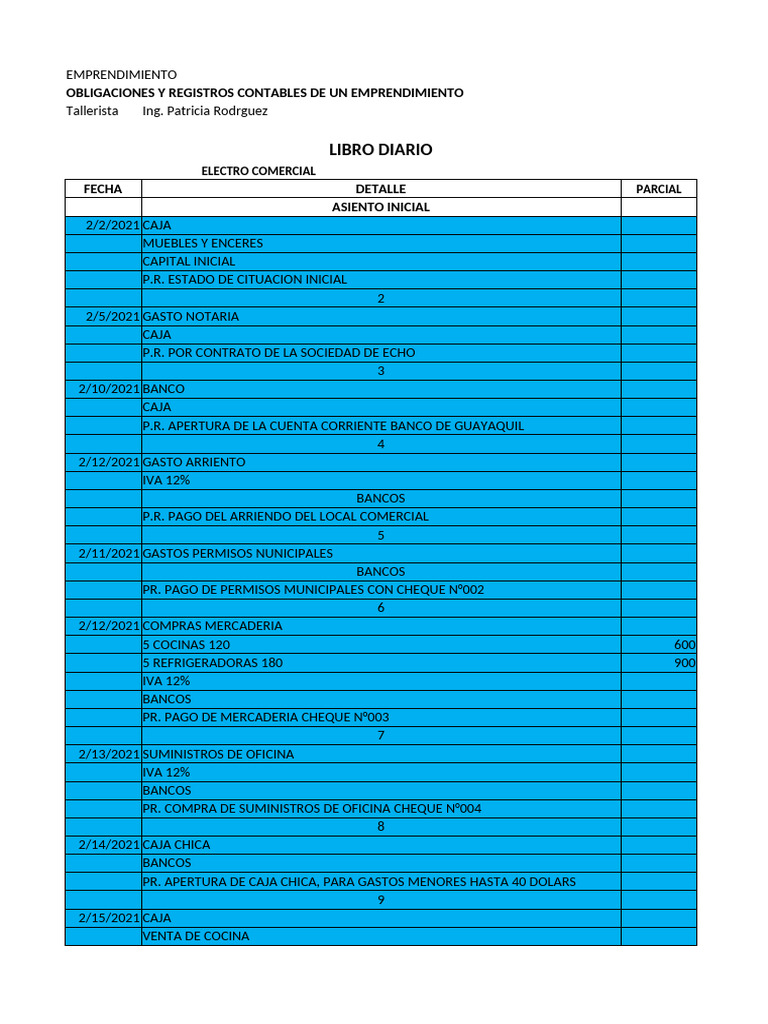 Libro Diario Pdf Contabilidad Business