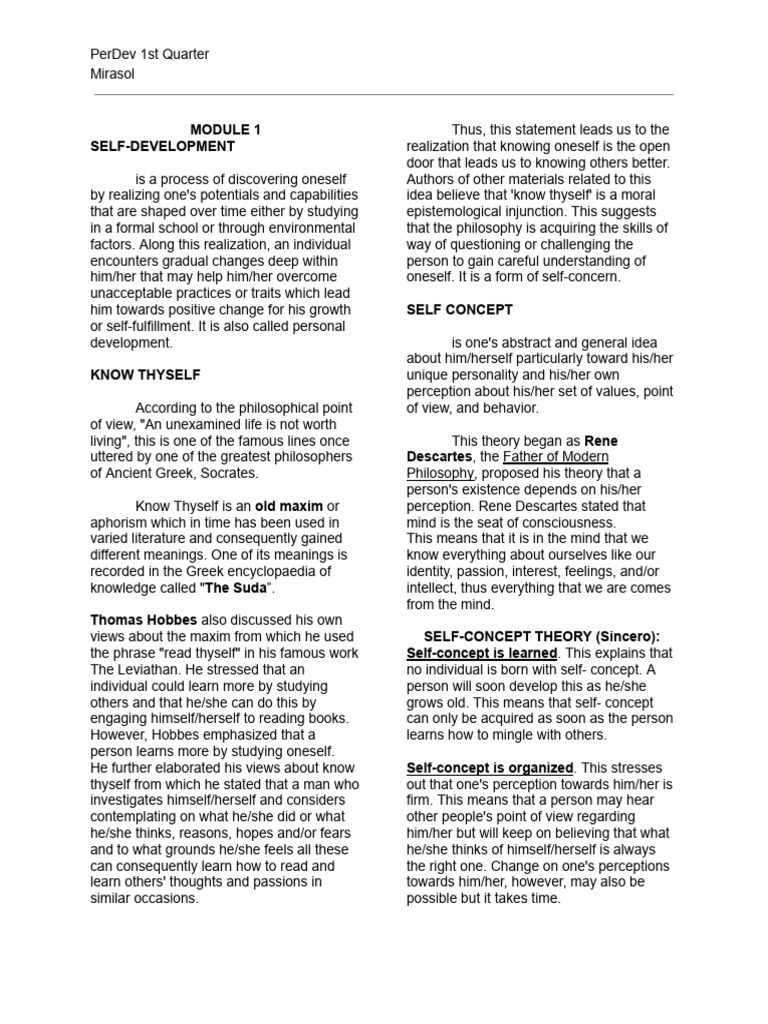 PERDEV 1ST QUARTER | PDF | Id | Adolescence