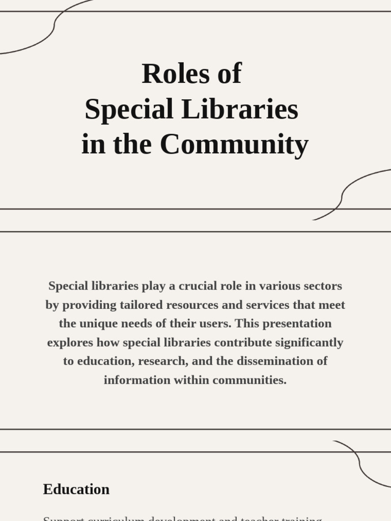 Roles of Special Libraries in The Community | PDF