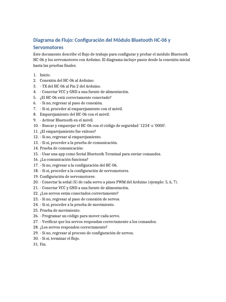 Diagrama Flujo HC06 Servos | PDF