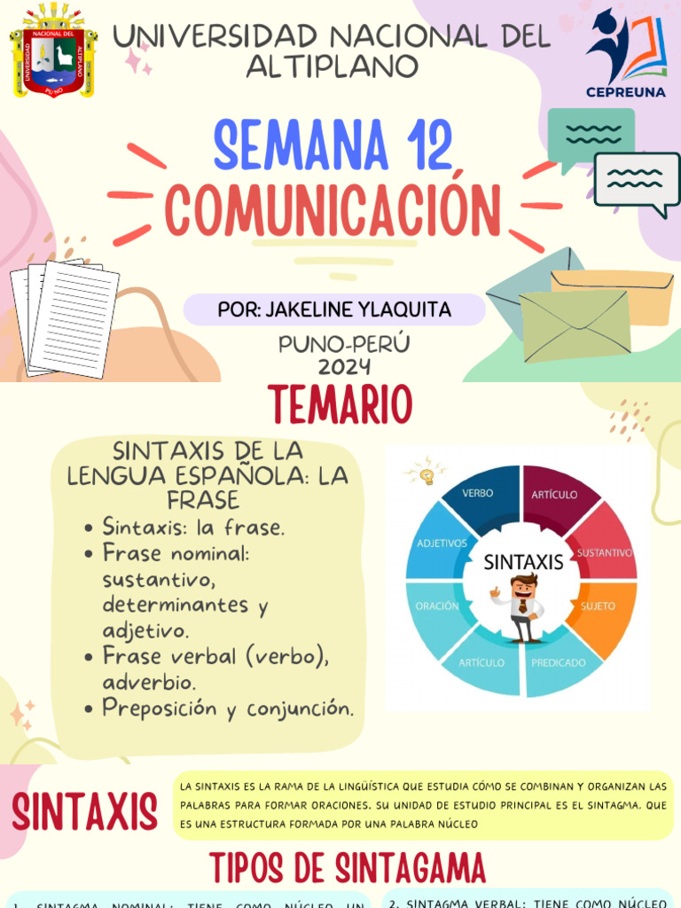 Semana 12 Sintaxis de La Lengua Española | PDF | Adverbio | Oración (Lingüística)
