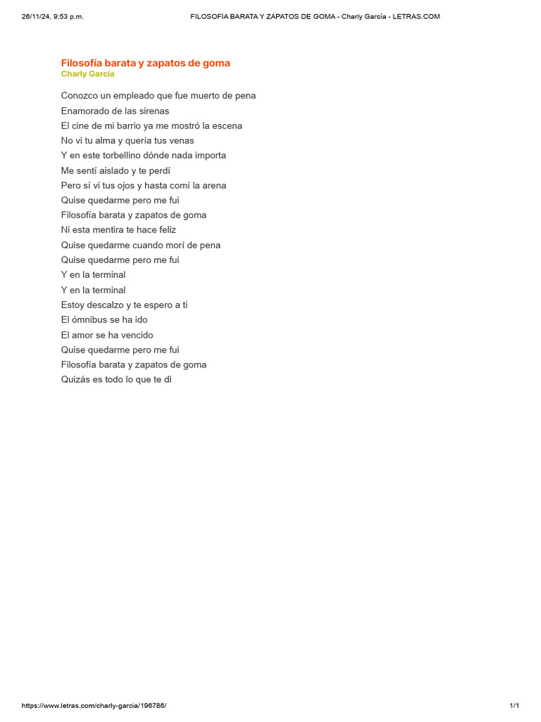 Filosofía Barata: Letra y Análisis | PDF