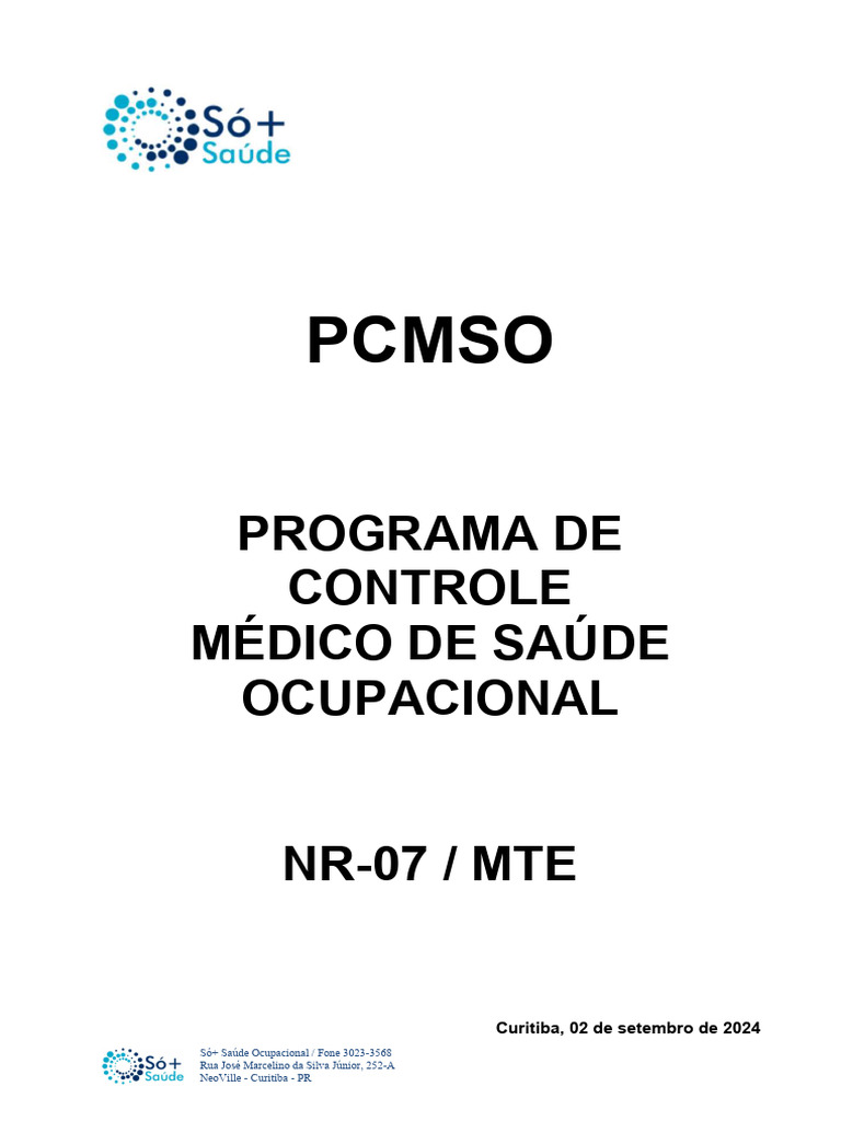 Modelo PCMSO 2025 para Empresas | PDF | Primeiros socorros | Sistema de ...