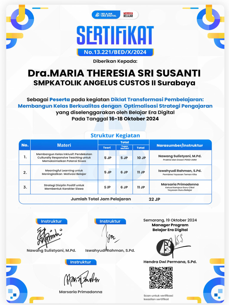 Sertifikat - Dra - MARIA THERESIA SRI SUSANTI | PDF