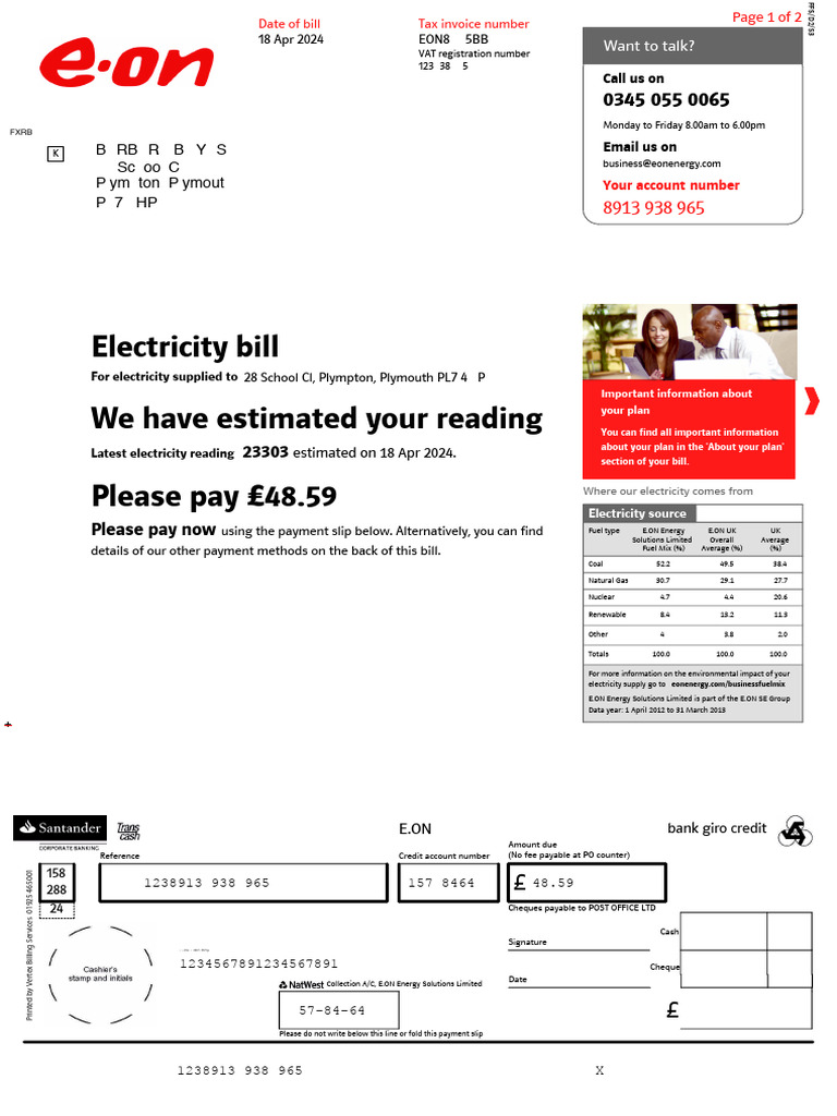 e On Electricity Bill 1 | PDF | Cheque | Credit Card