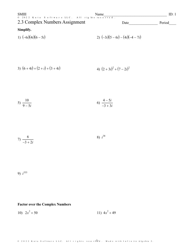2.3 Complex Numbers Assignment 2022-2023 | PDF | Complex Number | Encodings