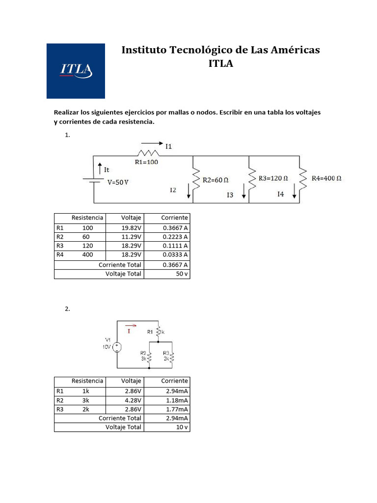 Practica Analisis Por Nodos y Mallas V2 | PDF