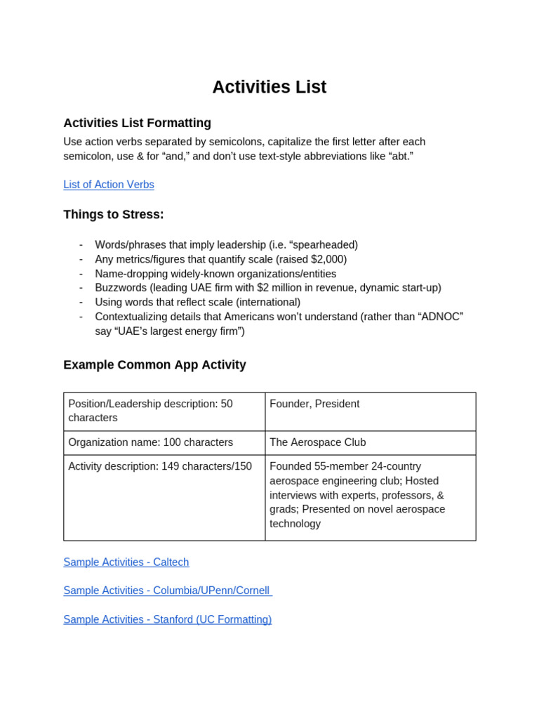 TEMPLATE - Last Name, Fist Name - Activities List | PDF | Economics ...