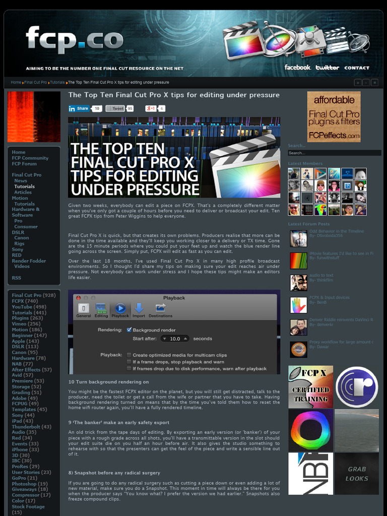 The Top Ten Final Cut Pro X Tips For Editing Under Pressure | PDF | Apple Inc. | Apple Inc. Software