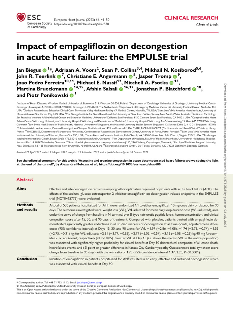 The Empulse Trial | PDF | Blood Pressure | Heart Failure