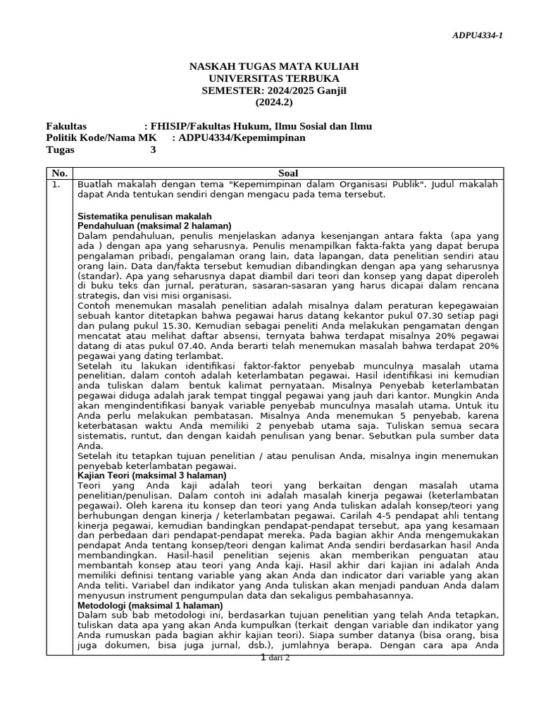 Soal Adpu4334 tmk3 1 | PDF