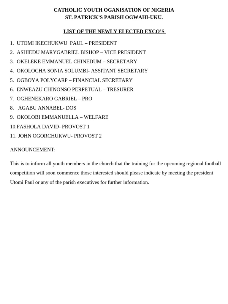 Cyon SPC List of Executives and Annoucement | PDF