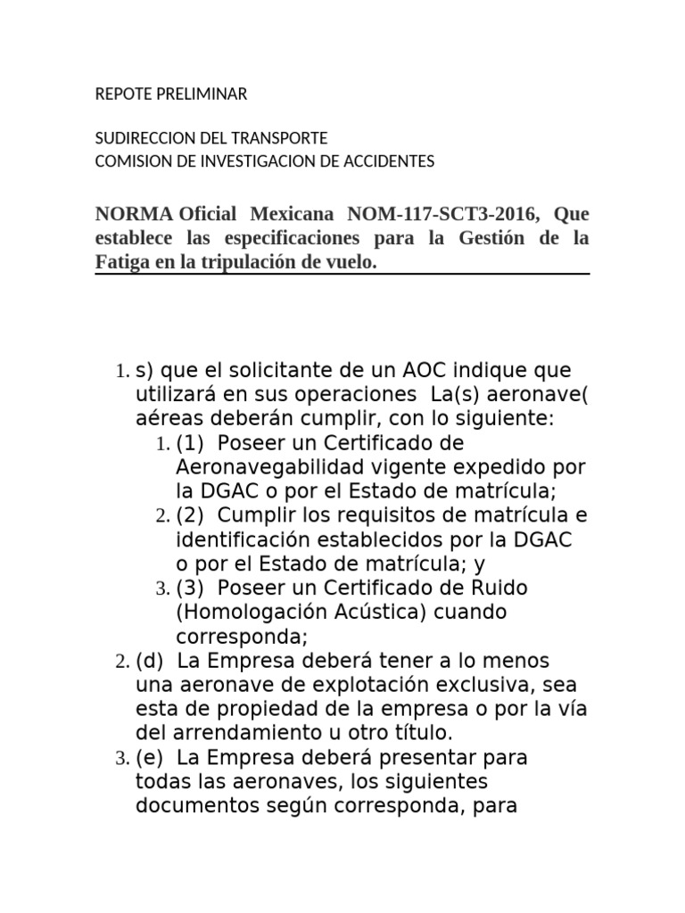 Repote Preliminar | PDF | Aviación