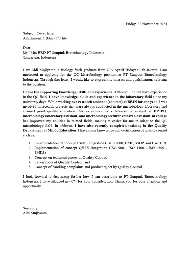 QC Microbiology Job Application | PDF