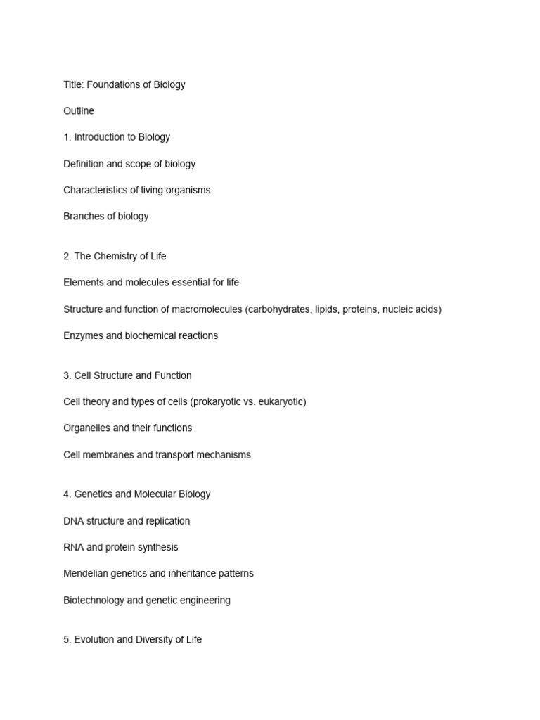 Foundations of Biology | PDF