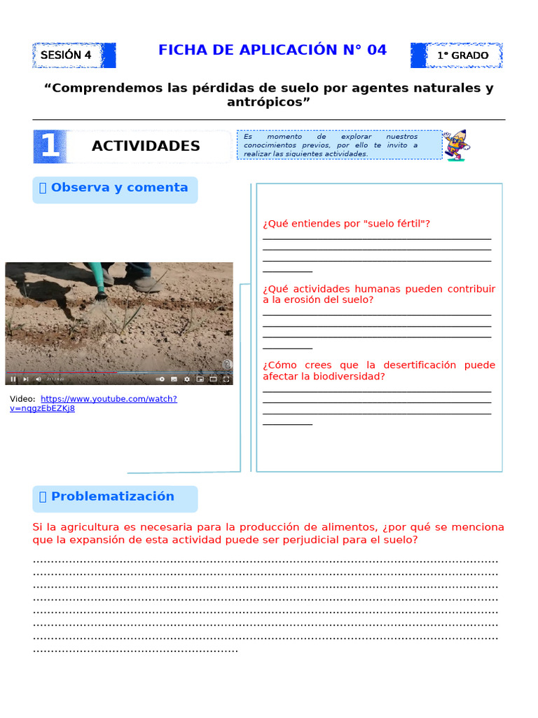 FICHA 4 - Comprendemos Las Pérdidas de Suelo Por Agentes Naturales y ...