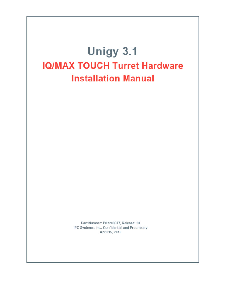 IQMAXTOUCHTurretHardwareInstallationManual v31 | PDF | Ip Address | Electrostatic Discharge