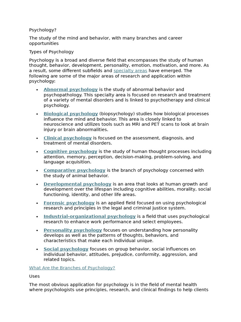 Very Well Mind Psychology | PDF | Psychology | Behavioral Neuroscience