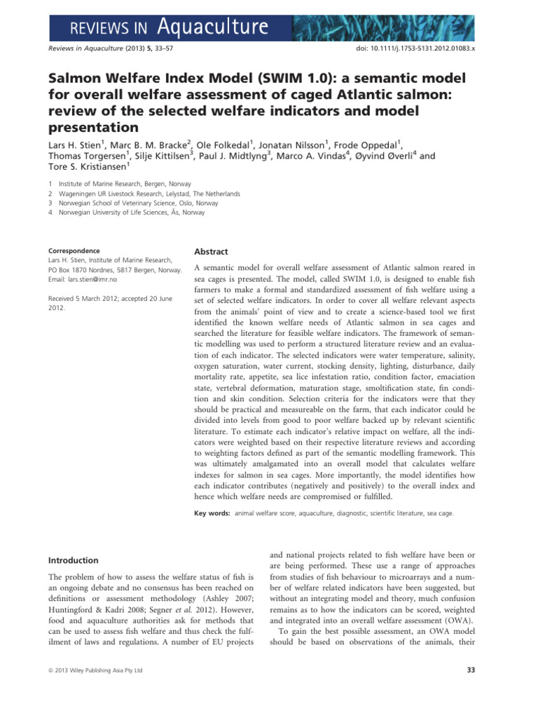 Art Indices de Bienestar Del Salmon | PDF | Salmon | Aquaculture