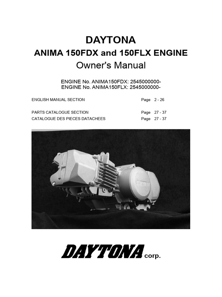ANIMA 150FDX/FLX Engine Manual | PDF | Carburetor | Piston