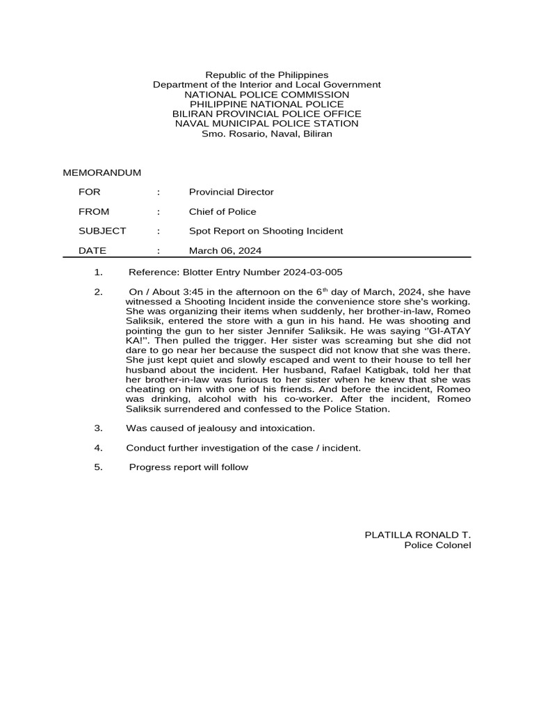 Sample-Format-of-Spot-Report - G | PDF