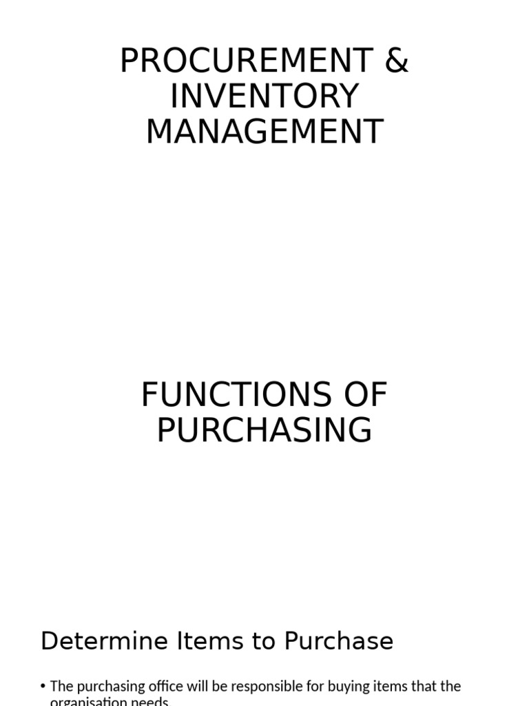 Procurement & Inventory Management | PDF
