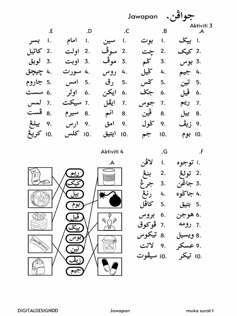 Jawapan Latihan Jawi Suku Kata Tertutup Siri 1 (V1) | PDF