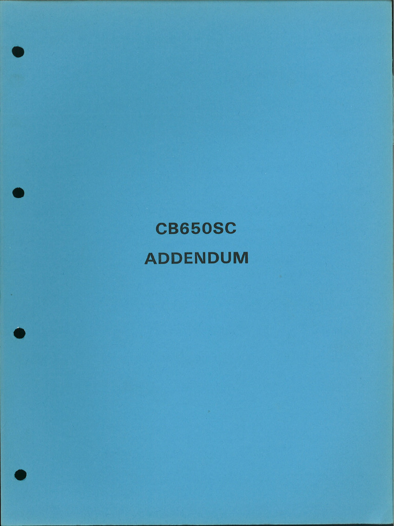 Workshopmanual cb650sc Addendum | PDF