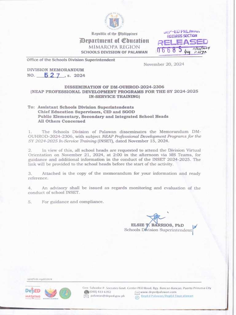 DM No. 527 S. 2024 | PDF