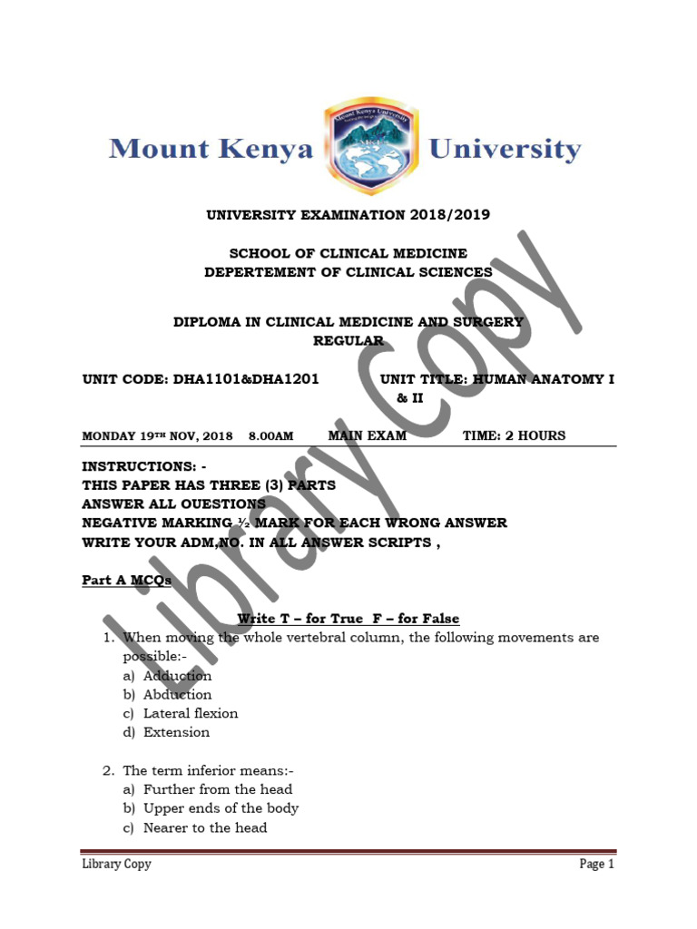 Dha1101 Dha1201 Human Anatomy I and Ii Reg Main | PDF | Anatomical ...