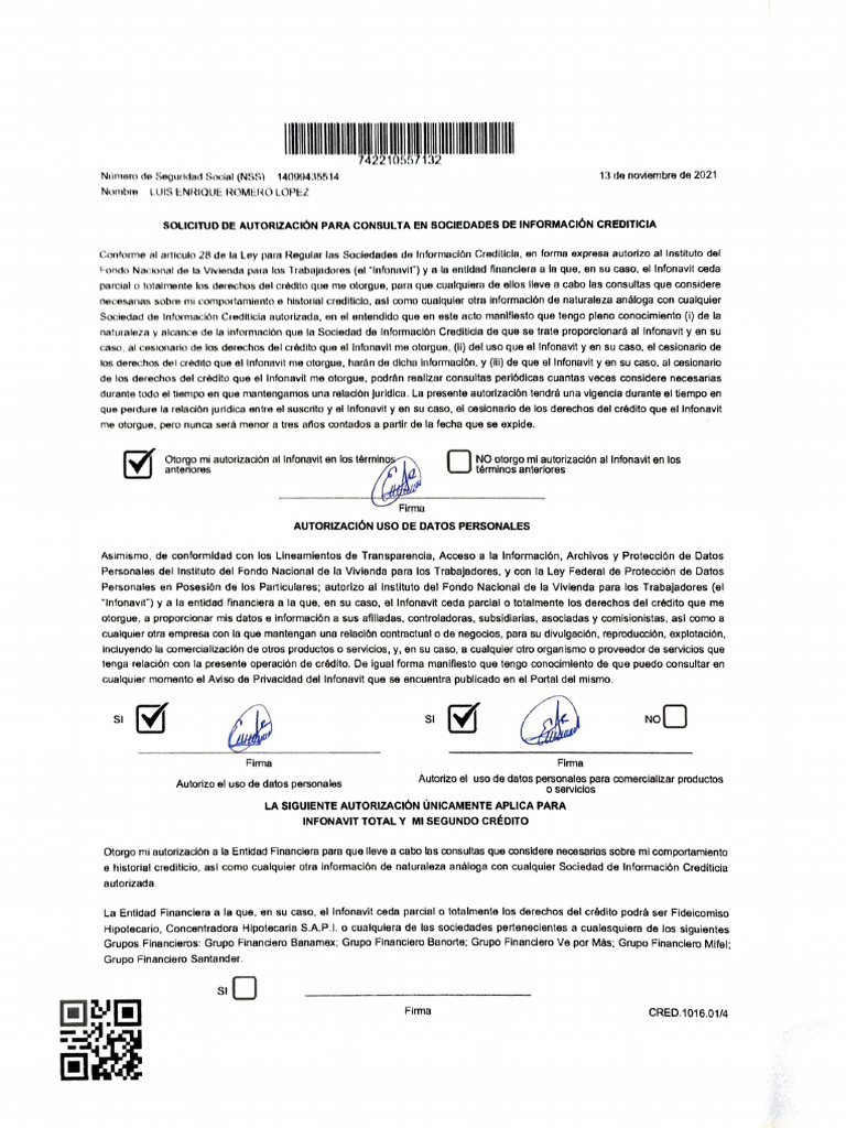 Formato SIC Infonavit: Autorización y Uso | PDF