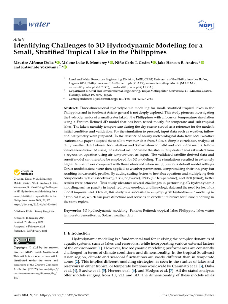 Identifying Challenges To 3d Hydrodynamic Modeling For A Small