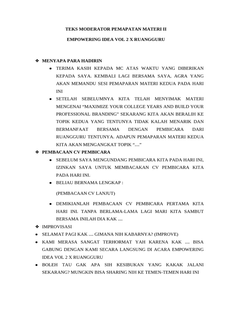 Sesi 2 - Teks Moderator | PDF