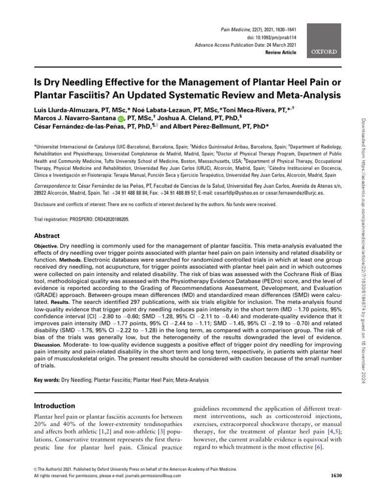 Fascite plantar | PDF | Systematic Review | Meta Analysis