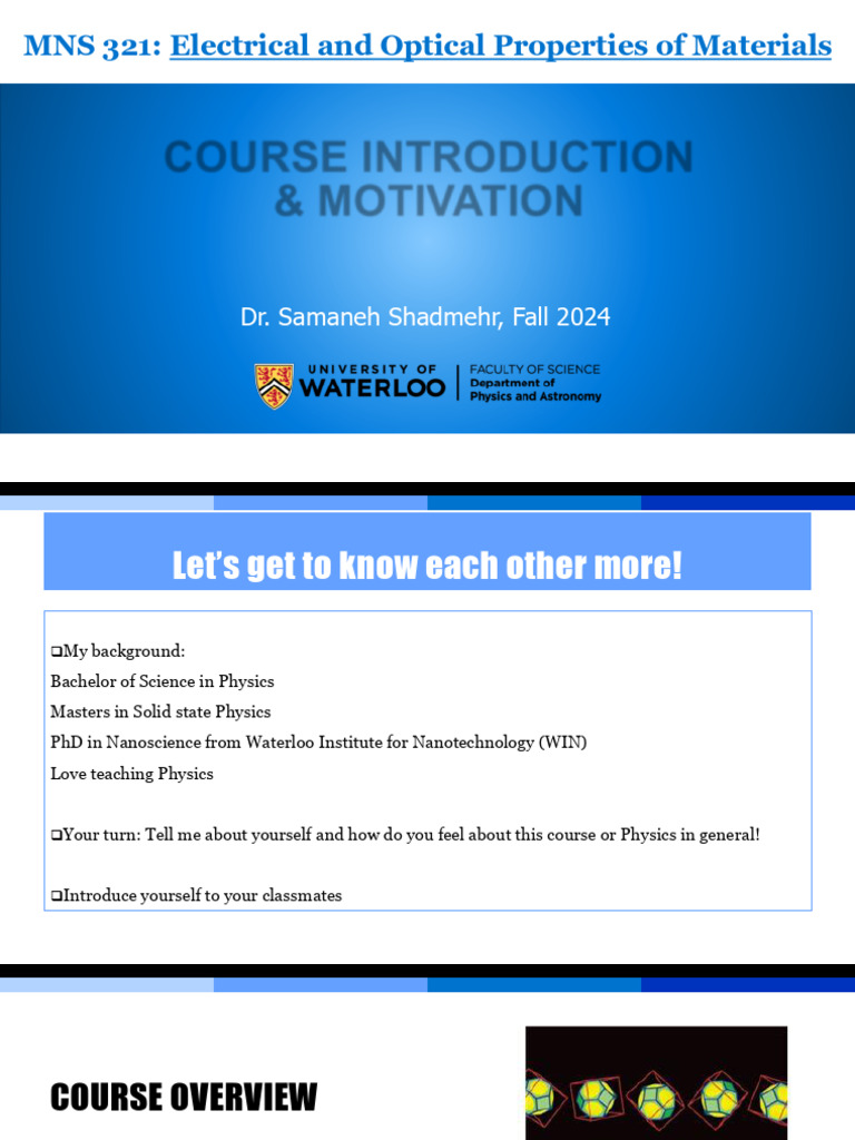 MNS 321 2024 - Introduction | PDF | Band Gap | Electron