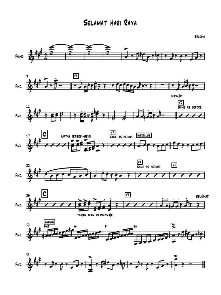 Selamat Hari Raya Saloma - Full Score | PDF