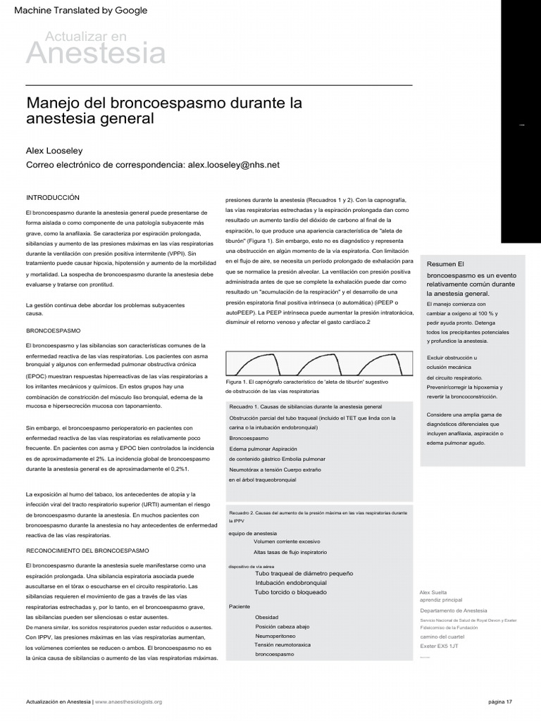 Bronchospasm During Anaesthesia Update 2011 | PDF | Asma | Tos