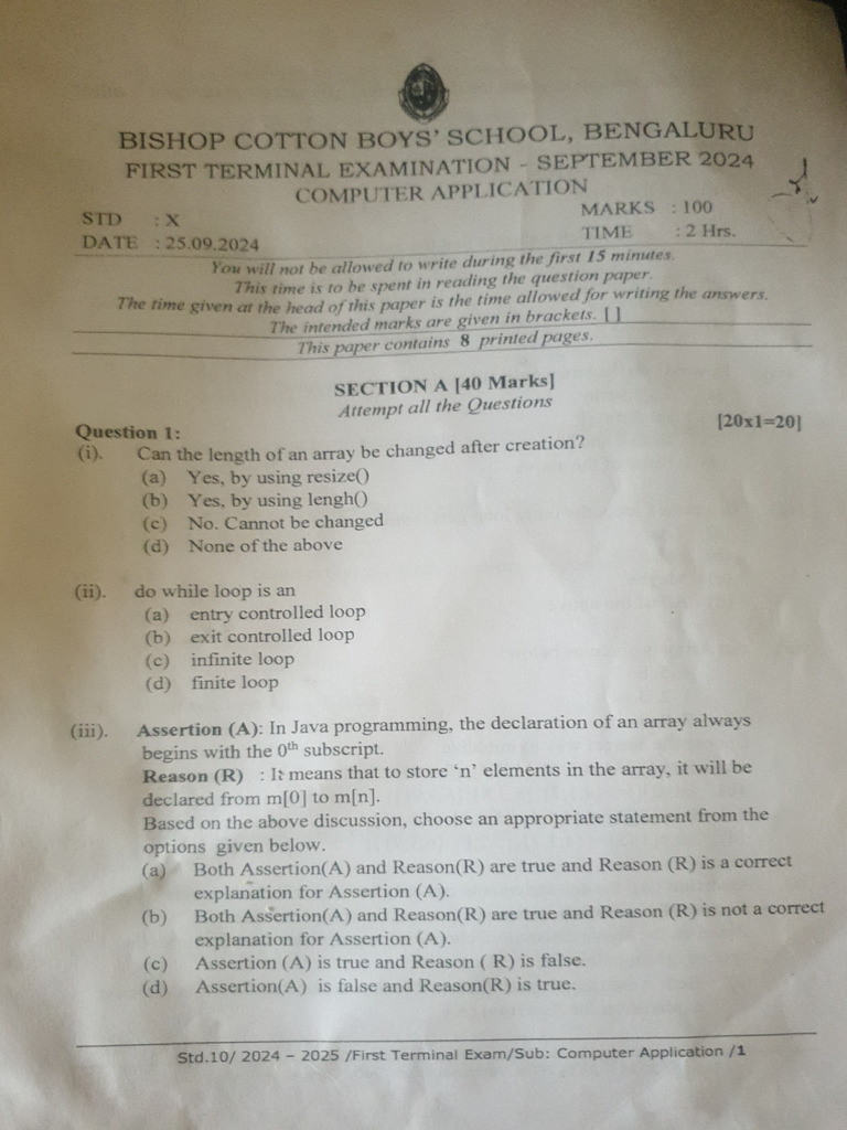Computers First Term QP | PDF | Control Flow | Software Development