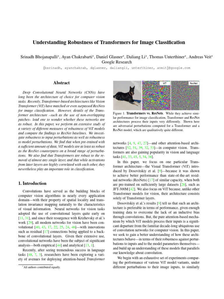 Understanding Robustness of Transformers For Image | PDF | Robust Statistics | Computer Vision