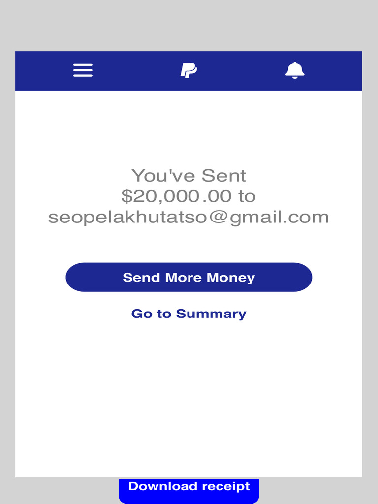 PayPal Receipt for $20,000 Transfer | PDF