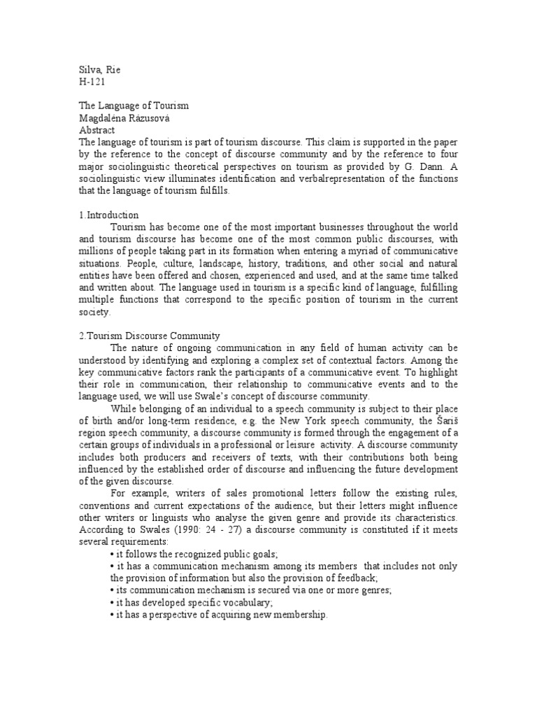 The Language of Tourism | PDF | Discourse | Tourism
