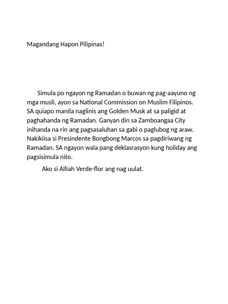 Alliah V Filipino | PDF