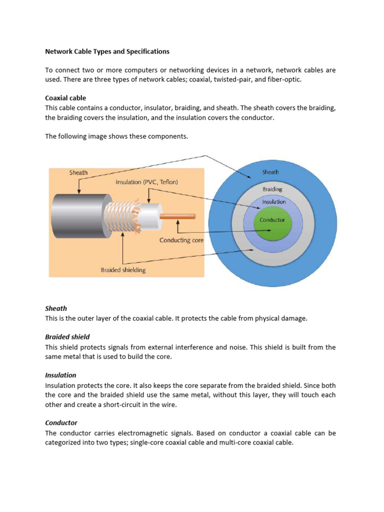 Network Cable Types and Specifications | PDF | Coaxial Cable | Ethernet