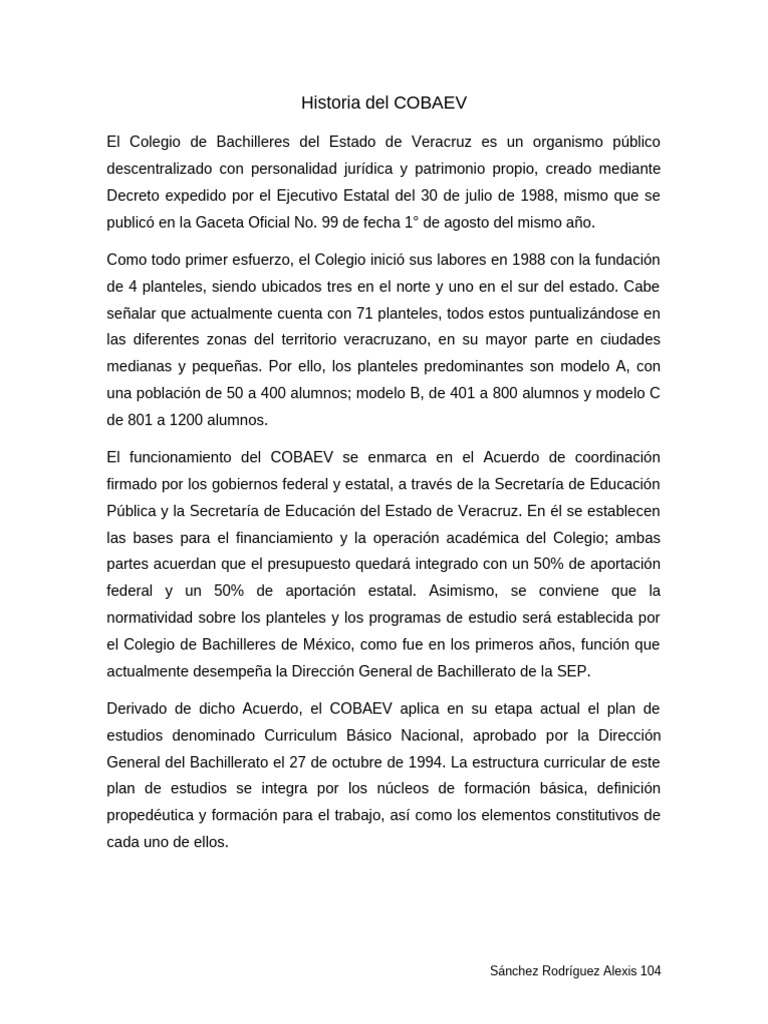 Historia Del COBAEV | PDF