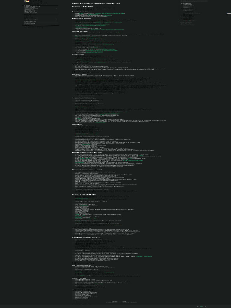 Pentesting Web Checklist - Pentest Book | PDF | Http Cookie | Login