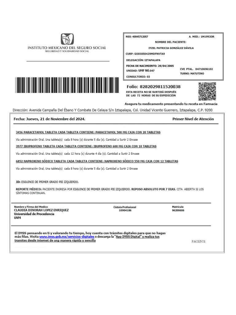 Receta Médica Para Esguince De Pie Izquierdo Pdf Tratamientos