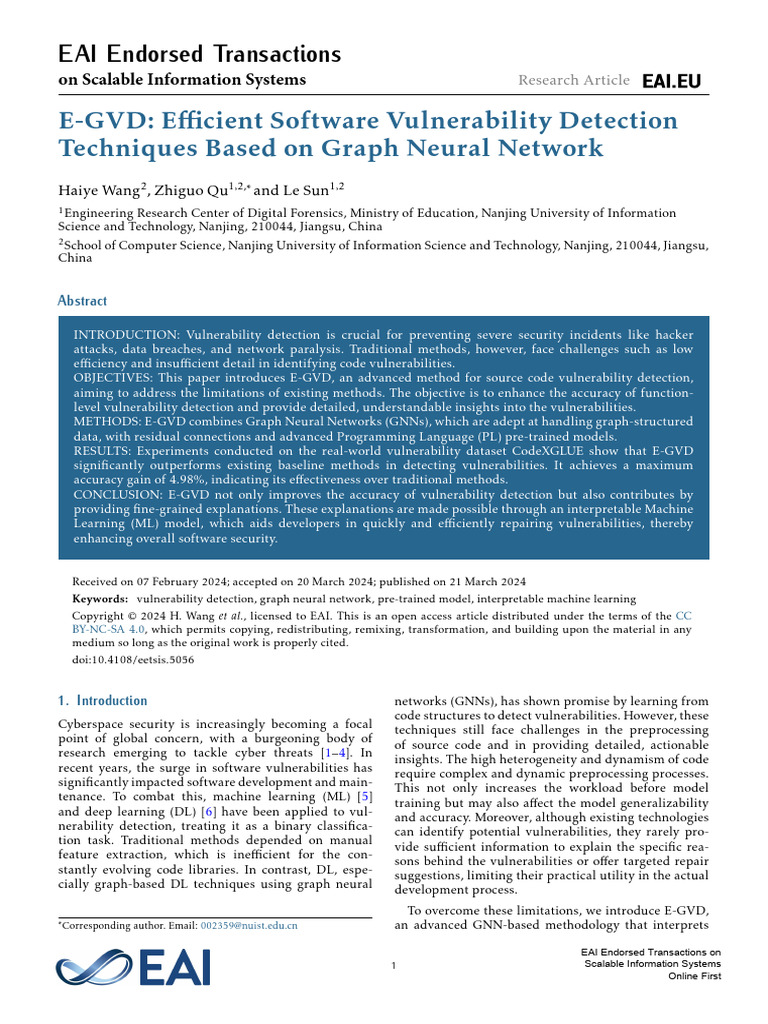 E-GVD Efficient Software Vulnerability Detection T-1 | PDF | Artificial Neural Network | Deep ...
