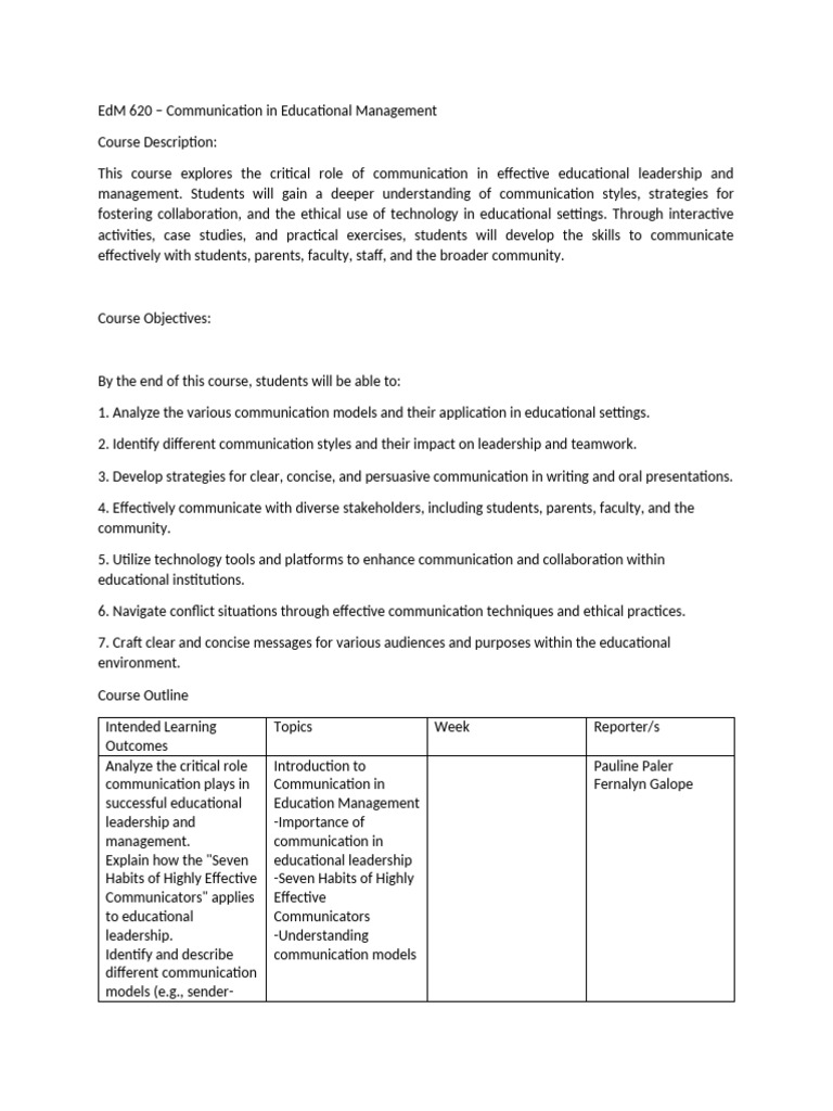 Communication in Educational Management | PDF | Communication | Leadership