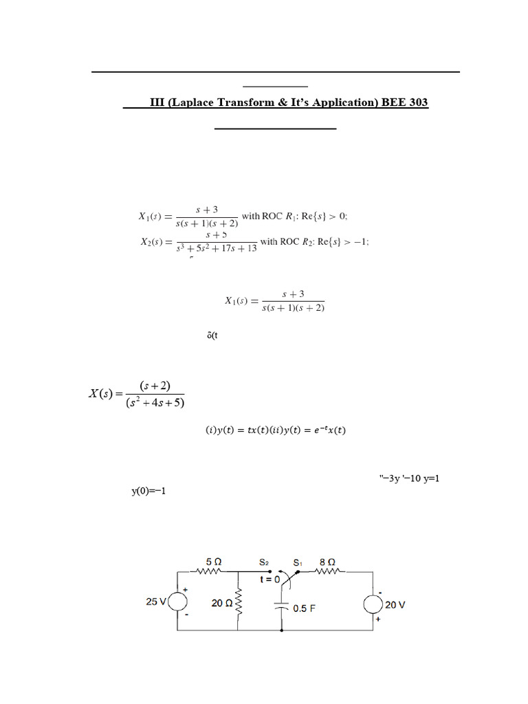 Laplace Transform Applications in BEE 303 | PDF | Laplace Transform | Convolution